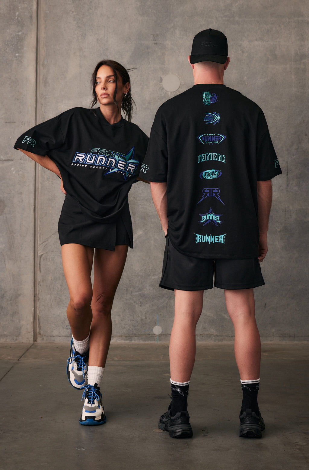 SS Runner Logo Tee - Black Aqua – Front Runner